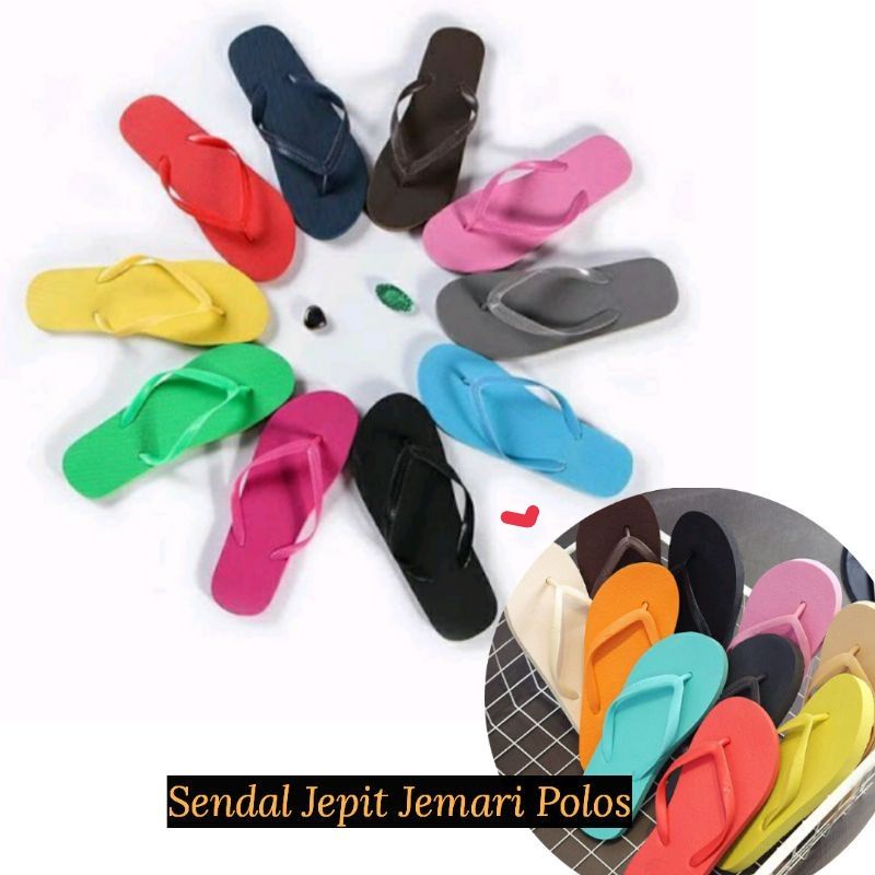 Jual Sendal jepit warna polos nyaman santai merah biru putih hitam ungu ...