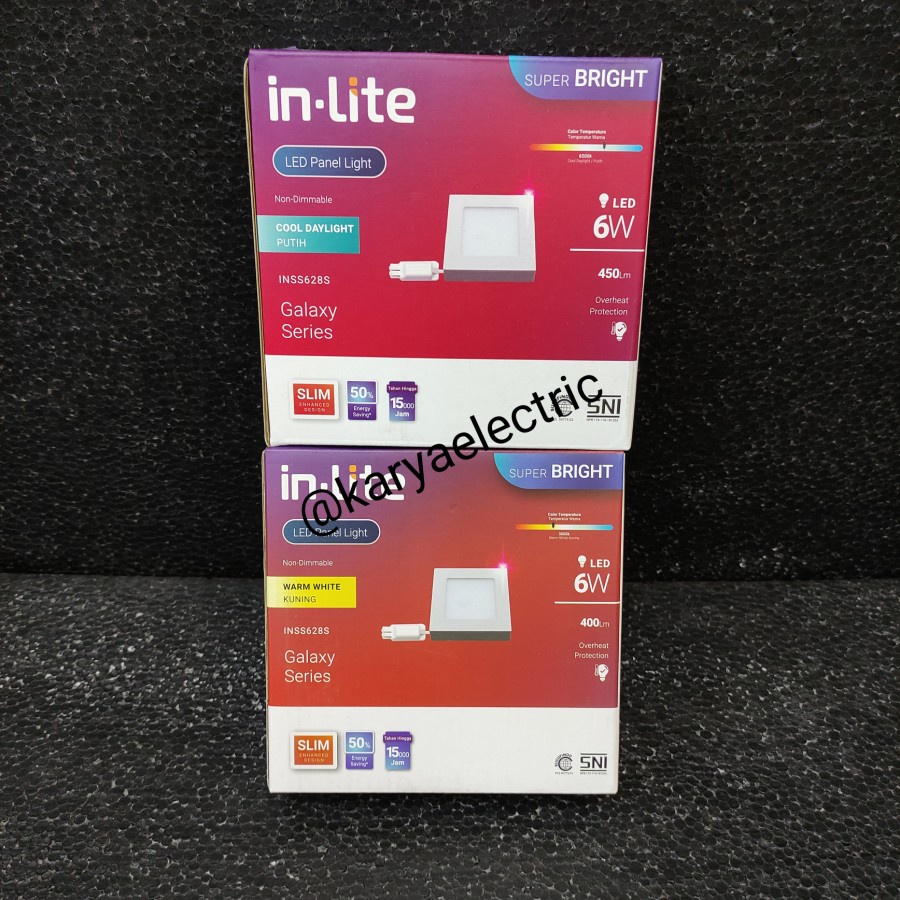Jual LAMPU LED PANEL INLITE IN LITE 6WATT 6W KOTAK OUTBOW PUTIH ...