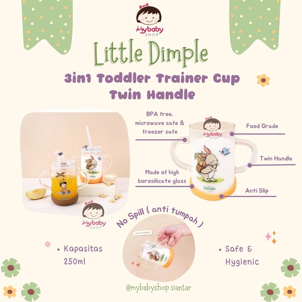 Jual Little Dimple - 3in1 Toddler Trainer Cup 250ml | Shopee Indonesia