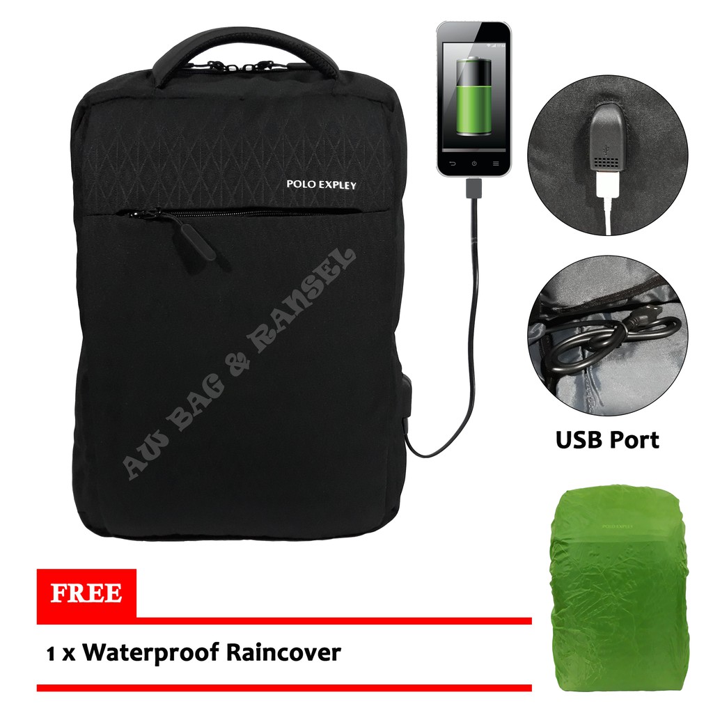 Jual Tas Ransel Laptop Backpack USB Port Unisex Polo Expley - Hitam ...