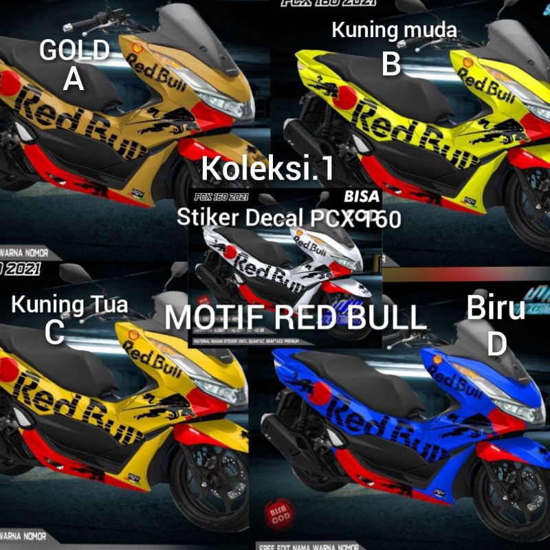 Jual Decal PCX 160 Full Body Variasi Red bull Banyak Varian Warna ...