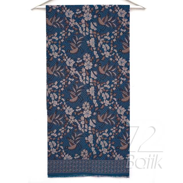 Jual KAIN BATIK KATUN Premium Motif Burung Kembang Warna Midnight Blue ...
