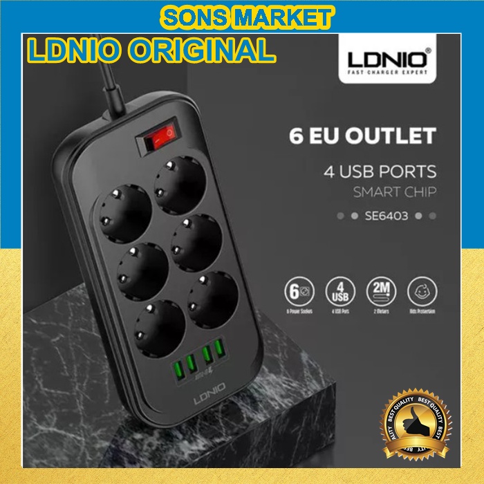 Jual LDNIO Power Socket 4 Port USB 6 Port Stop Kontak Original | Shopee ...