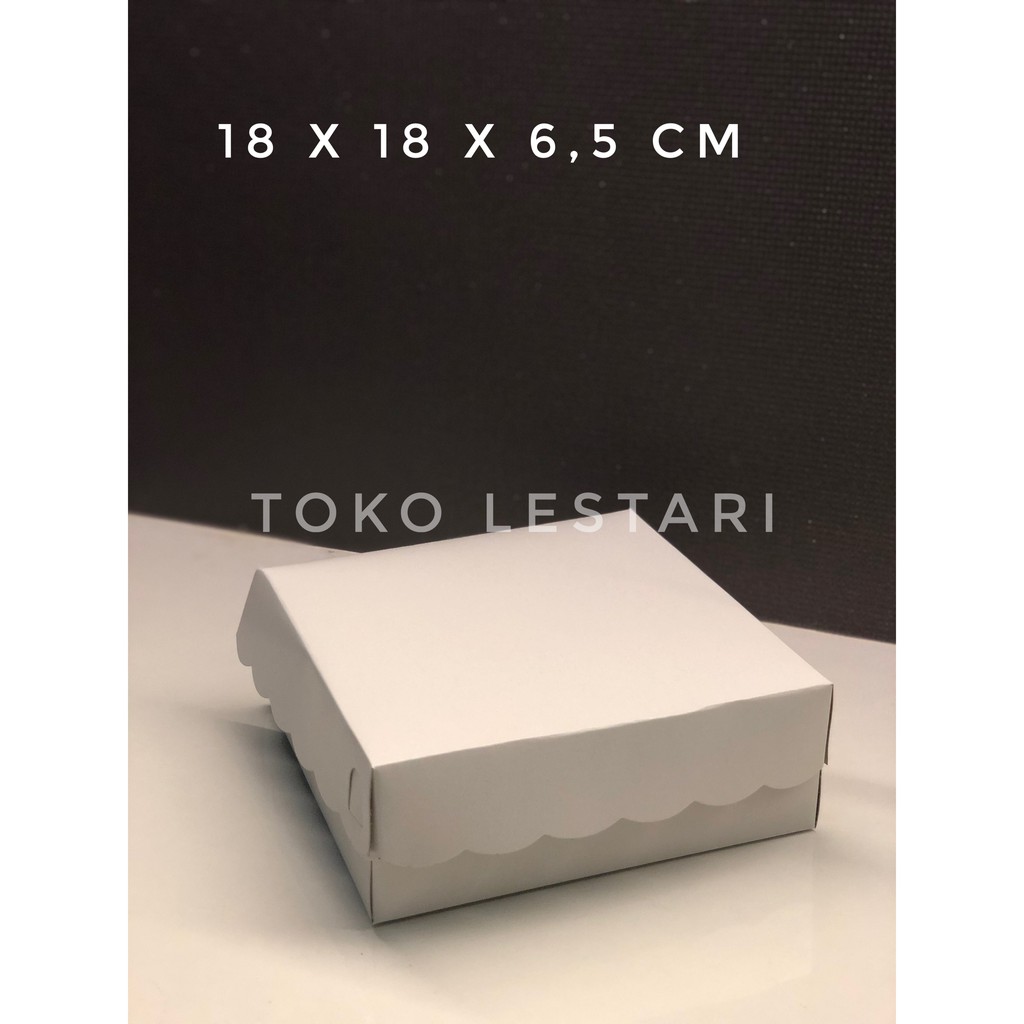 Jual Box Kue Kotak Makanan Putih Polos 18 x 18 x 6.5 Cm Dus Duplex Box ...