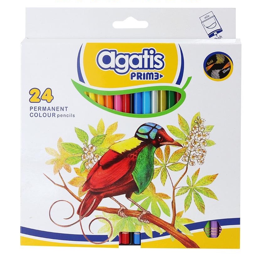Jual AGATIS PRIME HEXAGONAL 24 WARNA PANJANG / PENSIL WARNA PREMIUM ...