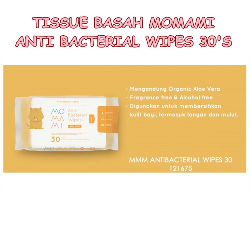 Jual TISSUE BASAH MOMAMI ANTI BACTERIAL WIPES 30 SHEETS / 60sheets ...