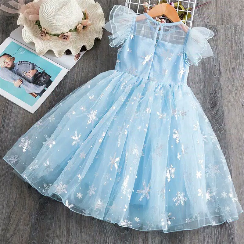 Jual dress anak perempuan baju anak princess biru perempuan gaun anak ...