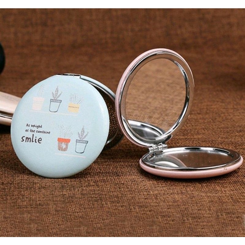 Jual Cermin Saku Kaca Rias Makeup Lipat Double Slide Leather Small ...