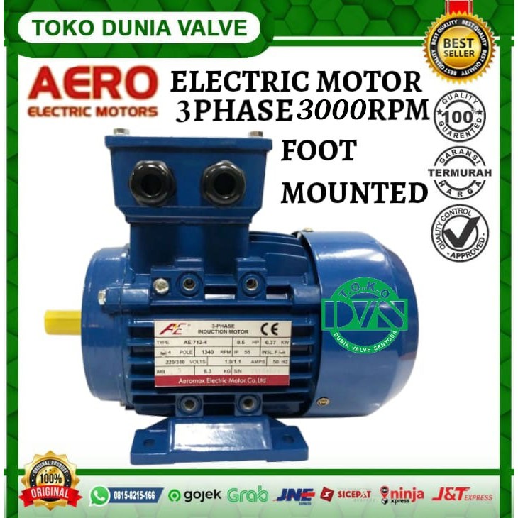 Jual AERO 3PHASE 4HP-3KW-3000RPM/2POLE-B3 ELECTRIC MOTOR | Shopee Indonesia