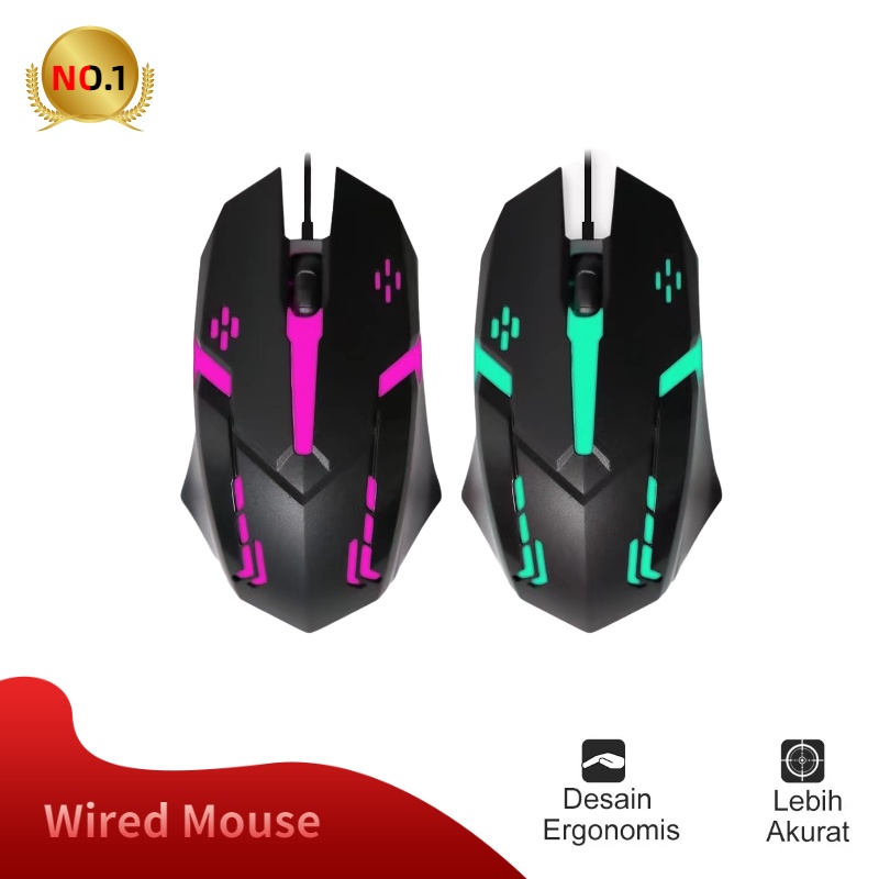 Jual Mouse Gaming USB Wired Mouse 1000DPI Optical Mice Colorful 7 LED ...