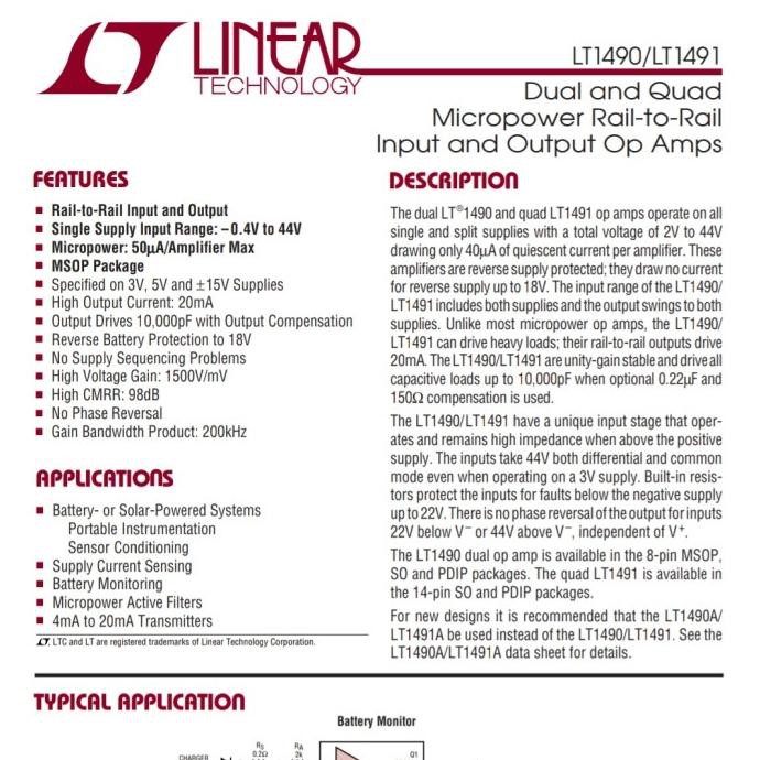 Jual LT1490 SOIC Dual Micropower R2R Input and Output Opamp JEJ00 Juara ...