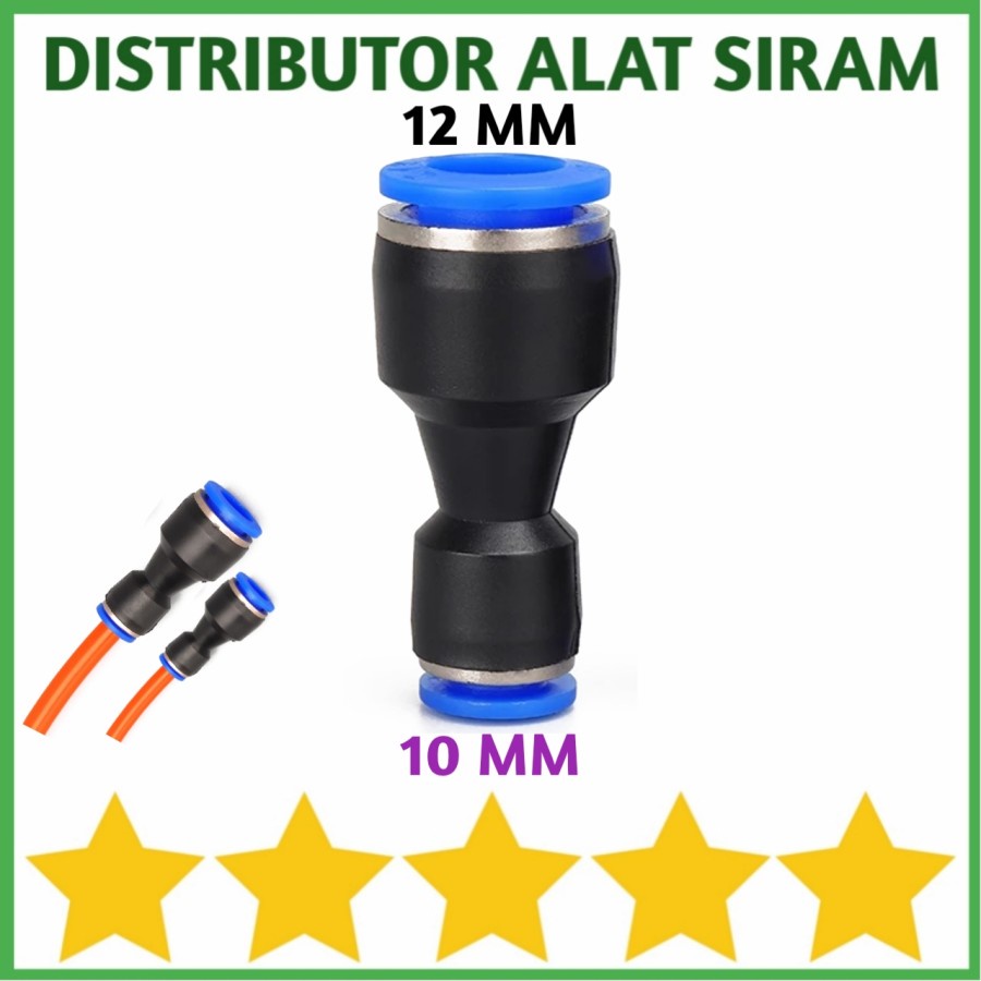 Jual FITTING PNEUMATIC REDUCER SLIP LOCK JOINER 12 X 10 MM SELANG PU OD ...