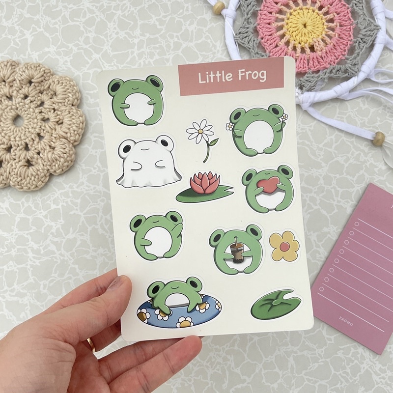 Jual sticker kodok/katak lucu untuk jurnal,deco,hiasan waterproof ...