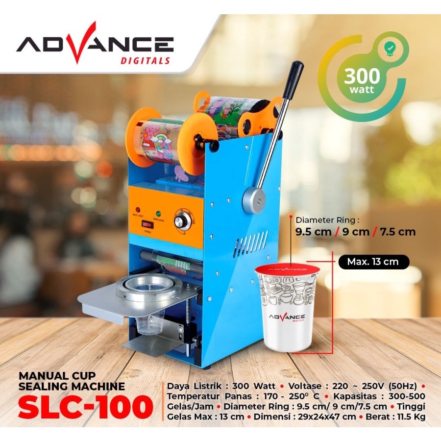 Jual Mesin Sealer Cup Advance SLC 100 SLC100 hingga 22oz 9oz 16oz 18oz 14oz 12oz diameter 7,5cm ...