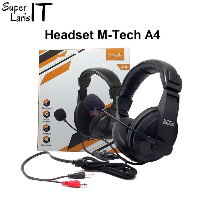 Jual Headset M-Tech A4 Headphone + Mic (Komputer|Laptop|HP) | Shopee ...