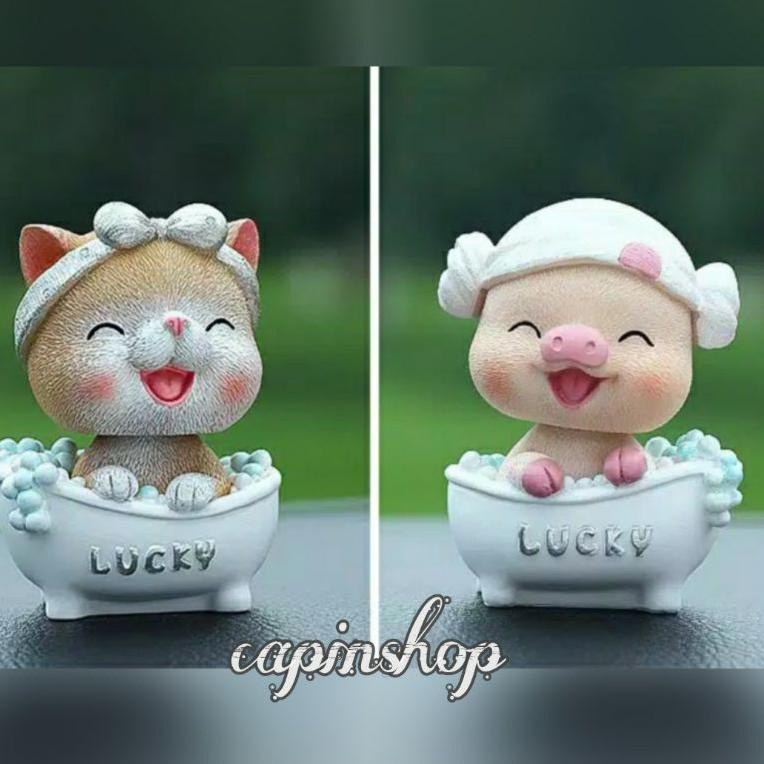 Jual SOLAR PIR PIG KUCING BATH UP // Hiasan pajangan dashboard mobil ...