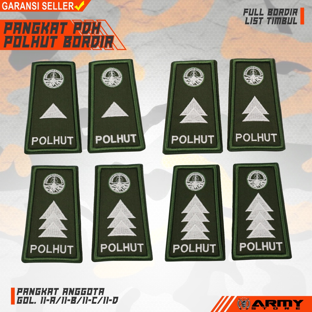 Jual pangkat pdh polhut bordir golongan 2a 2b 2c 2d | Shopee Indonesia