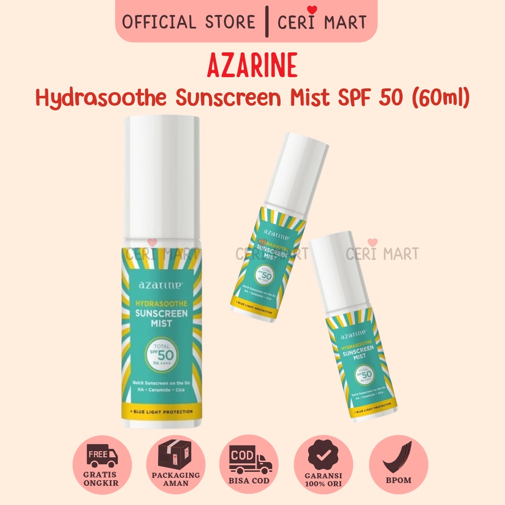 Jual Azarine Mist Hydrasoothe Sunscreen Mist SPF50 PA++++ 60ml Sun ...