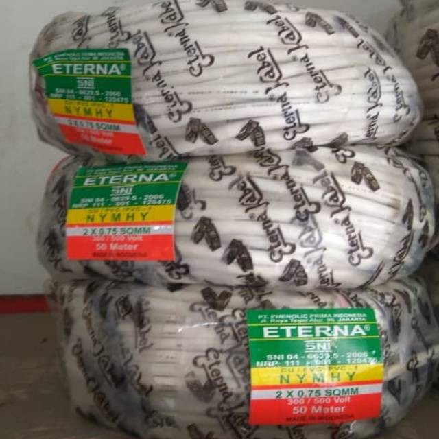 Jual kabel eterna NYMHYO serabut 2x0.75 per roll | Shopee Indonesia