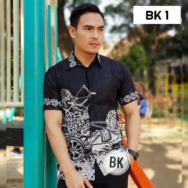 Jual BATIK PRIA LENGAN PENDEK HEM HITAM MANIS BATIK DUONG BATIK NAKULA BATIK PEKALONGAN KEMEJA ...