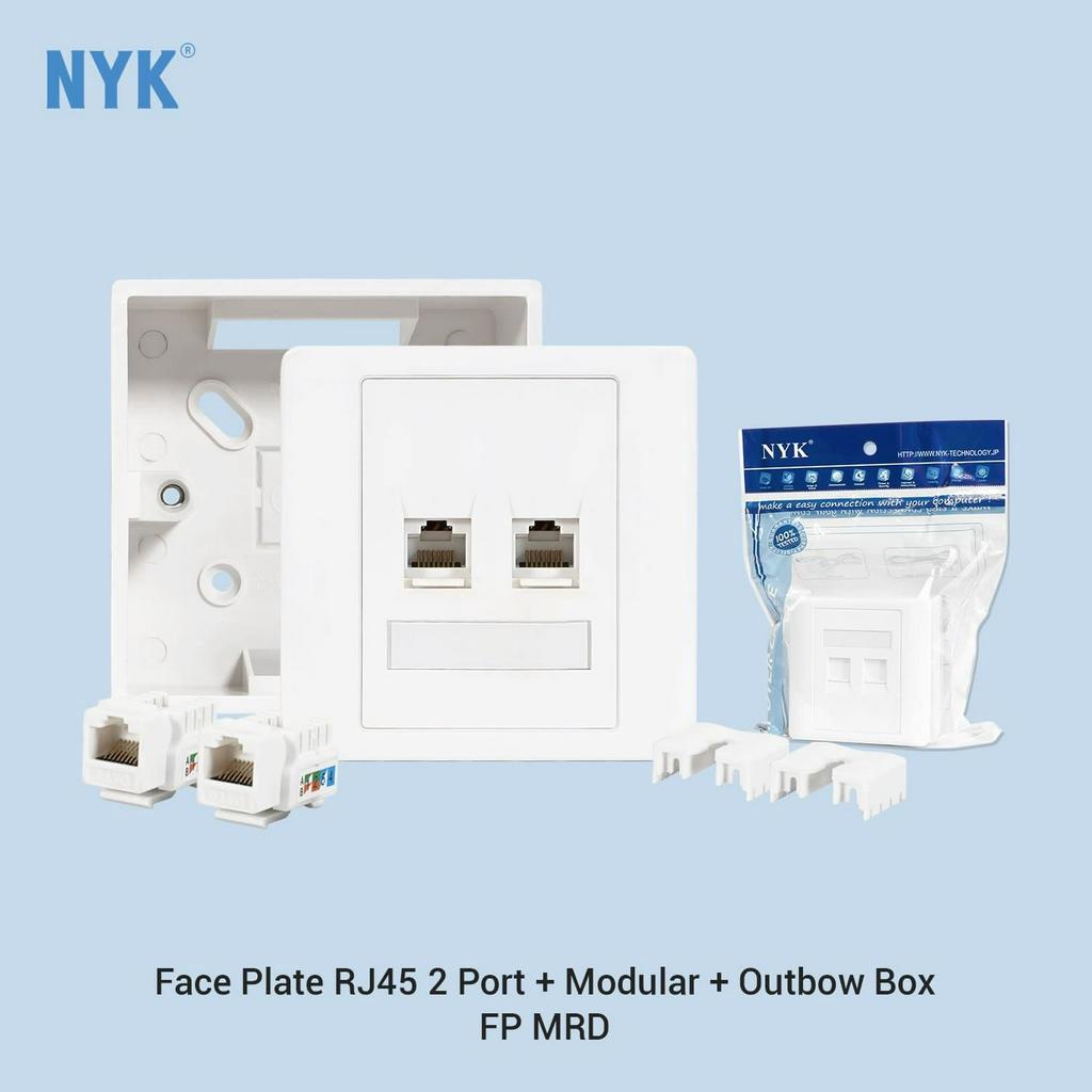 Jual NYK Wall Face Plate Socket Lan Modular Rj45 2 Port | Shopee Indonesia