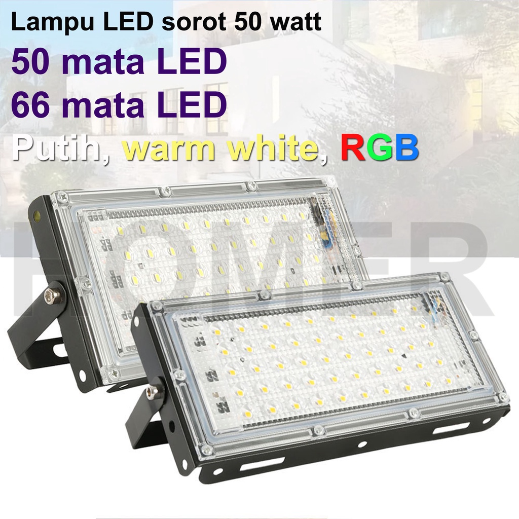 Jual Lampu tembak LED sorot tembak floodlight slim SMD 50w 50 w 50watt 50 watt lampu LED sorot ...