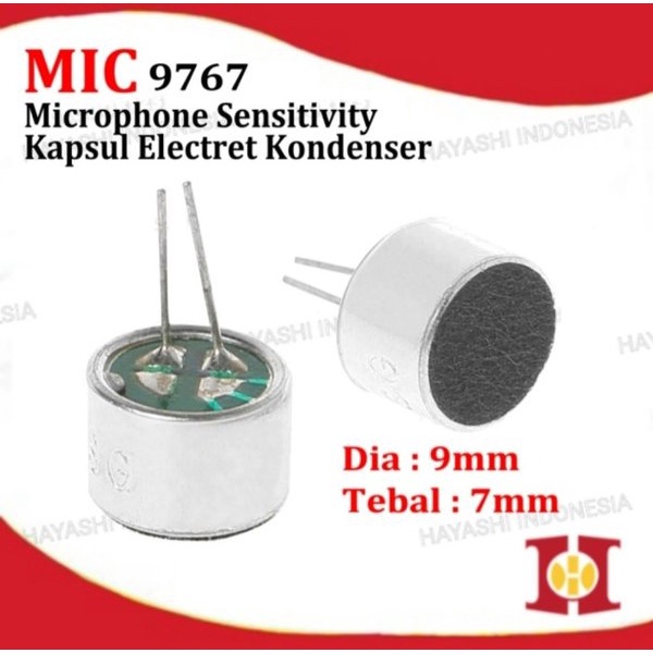 Jual Mic 9767 9x7mm 2 Pins Capacitive Capsule Electret Microphone ...