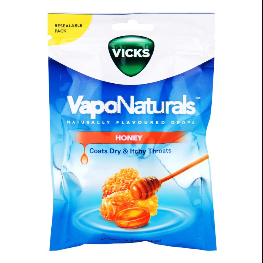 Jual VICKS Vapo Naturals Drops Flavoured Lemon Menthol /Honey Burst ...