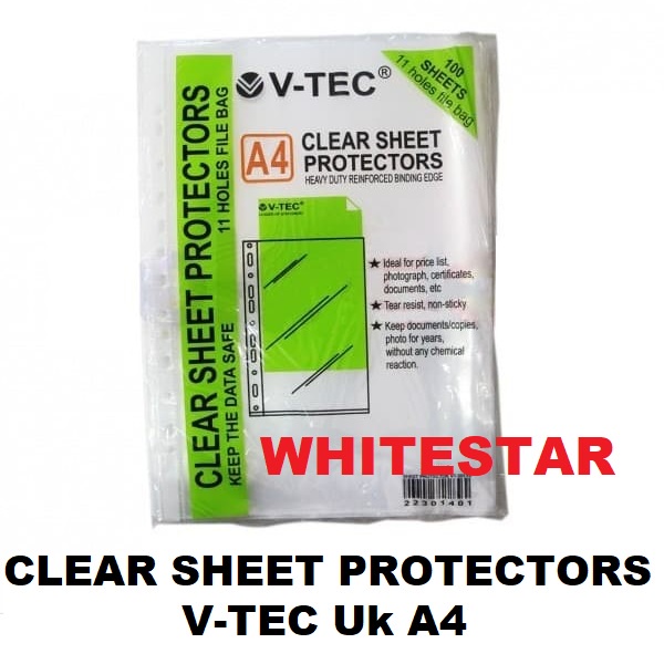 Jual sheet protector / pocket clear v-tec uk. / ukuran A4 (10 lembar ...