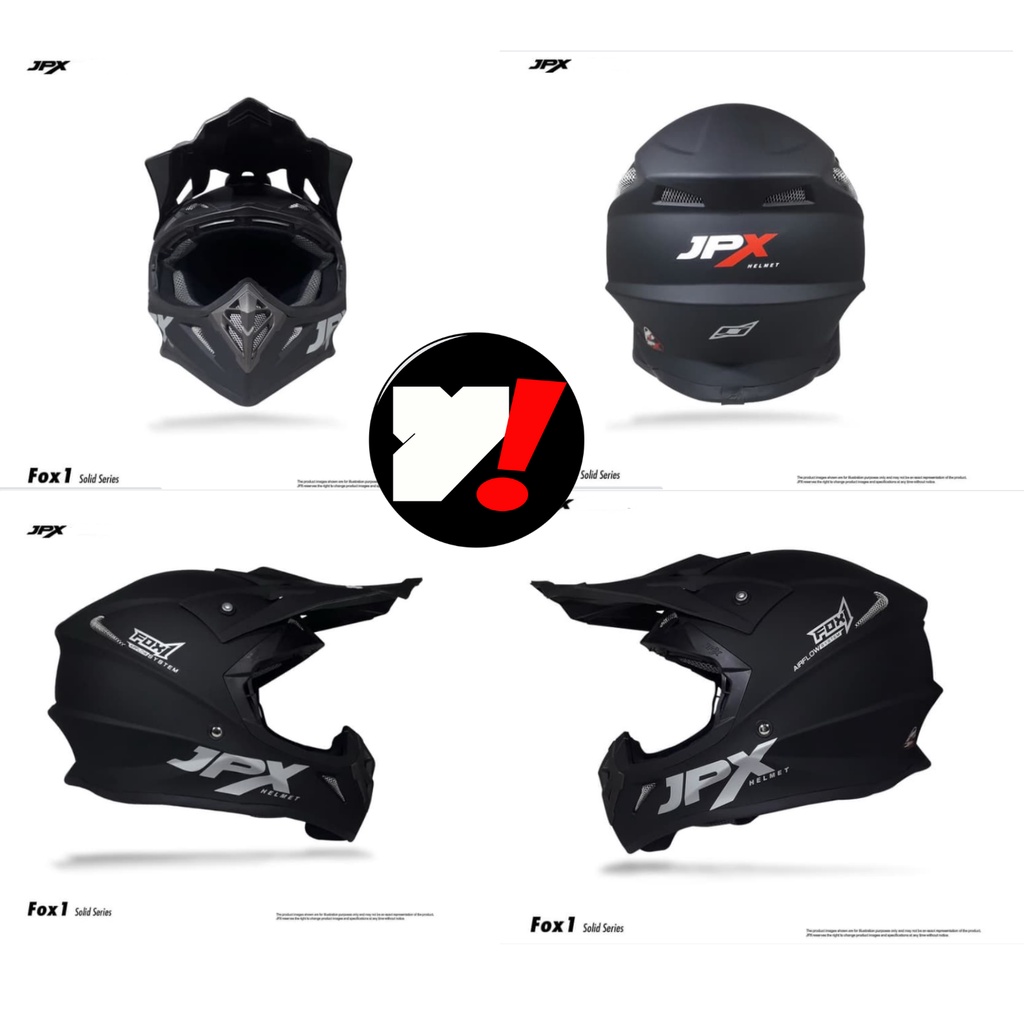Jual Helm Trail Cross Jpx Full Face FOX1 Solid - hitam Black Doff ...