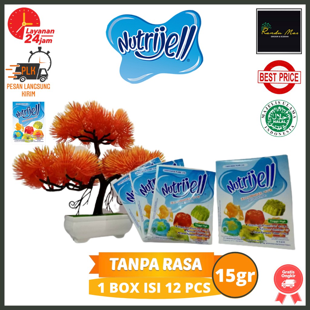 Jual Nutrijell Agar Plain Tanpa Rasa 15gr Nutrijel 1 Box Isi 12 Sachet ...