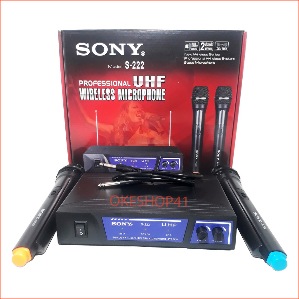 Jual Sony Microphone Wireless S-222 Mic Karaoke Tanpa Kabel Hitam ...