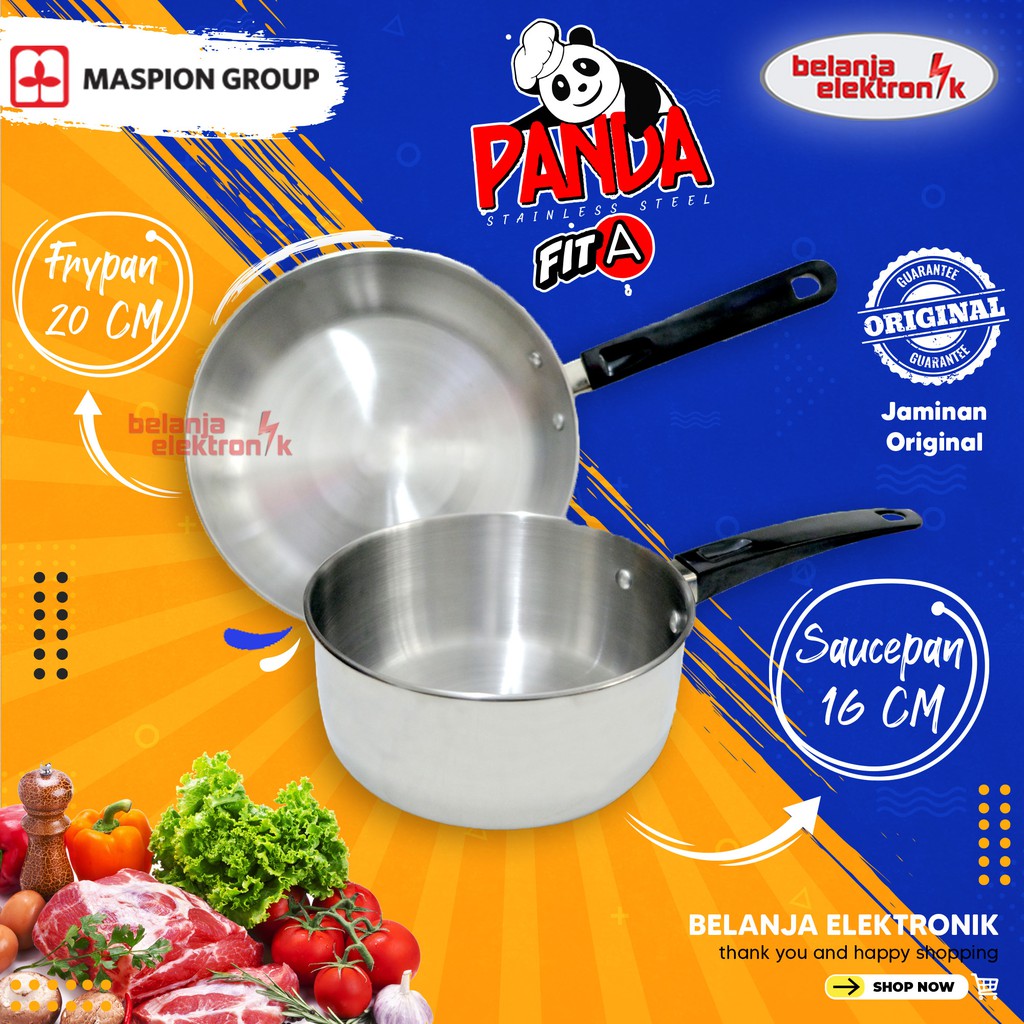Jual PANCI/WAJAN MASPION PANDA FIT A 2 PCS SET FRYPAN 20 CM & SAUCE PAN ...
