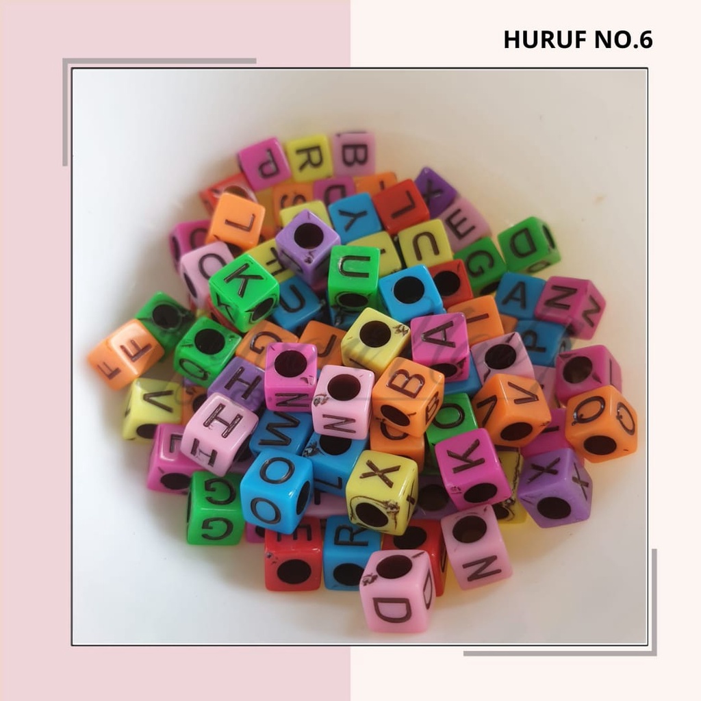 Jual 200-250pcs Manik huruf beads letter kotak bulat rainbow alphabet ...