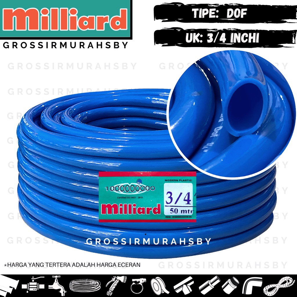 Jual SELANG AIR MILLIARD DOF 3/4 INCHI ( HARGA PERMETER ) | Shopee Indonesia