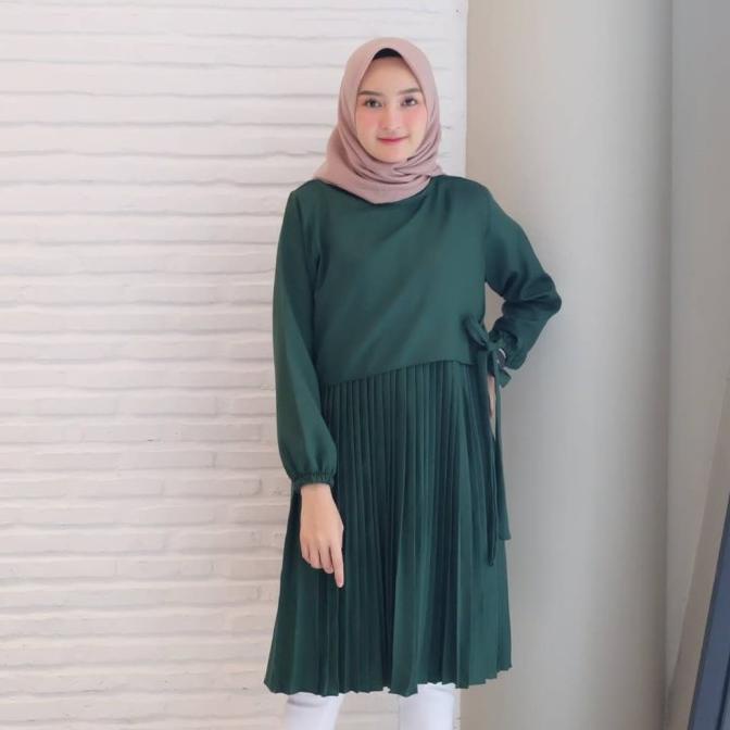 Jual Tunik Wanita Ines Hijau Botol / Baju Atasan Terbaru Limited ...