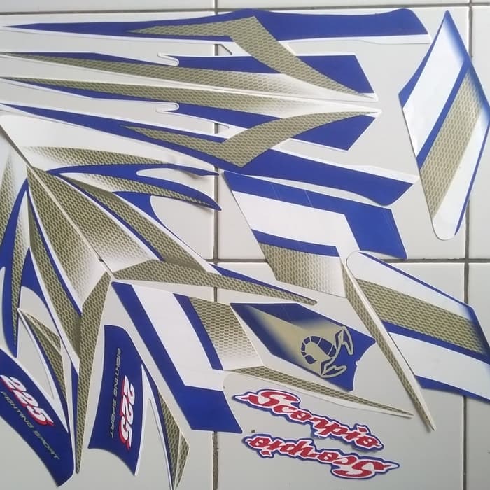 Jual stiker striping Scorpio 225 2004 biru putih | Shopee Indonesia