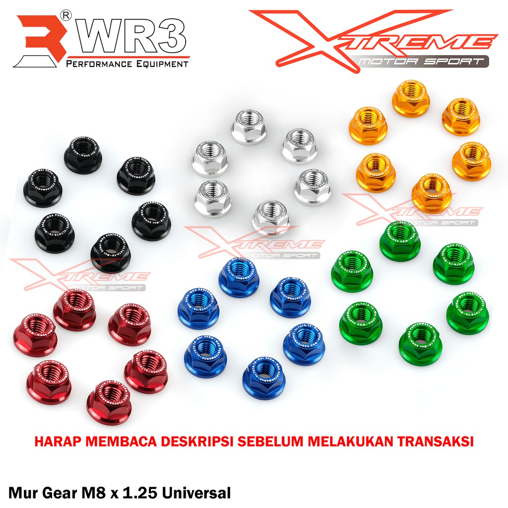 Jual Mur Gear / Sprocket Nuts WR3 M8 8mm Universal GSX Ninja 150 RR R15 ...