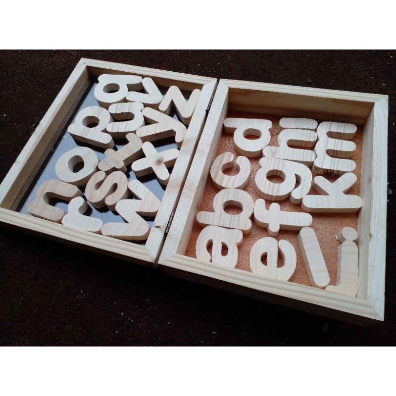 Jual alfabet kayu jati belanda / huruf kayu / mainan huruf / montessori ...