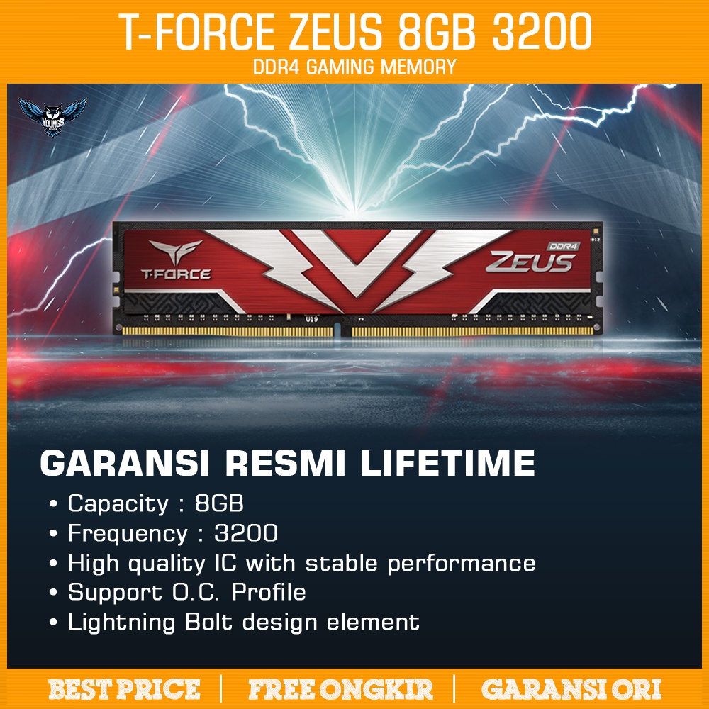 Jual Ram Team T-Force Zeus 8GB 3200 (Single) DDR4 PC 3200MHz Longdimm ...