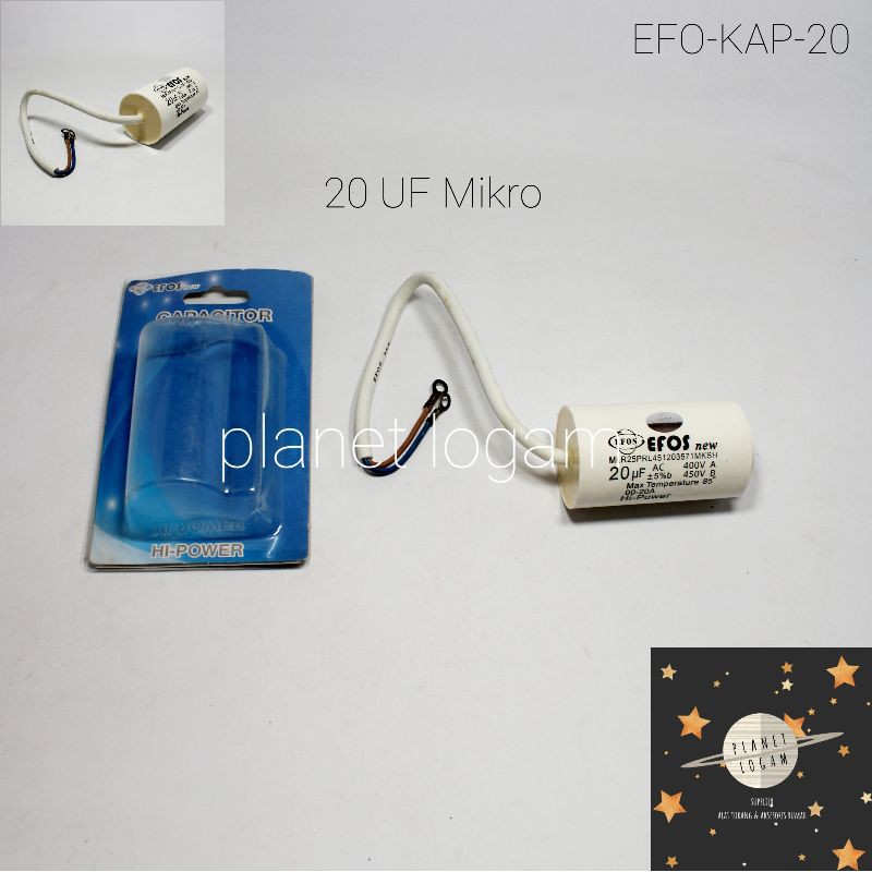 Jual Kapasitor Capacitor 20 UF Mikro EFOS | Shopee Indonesia