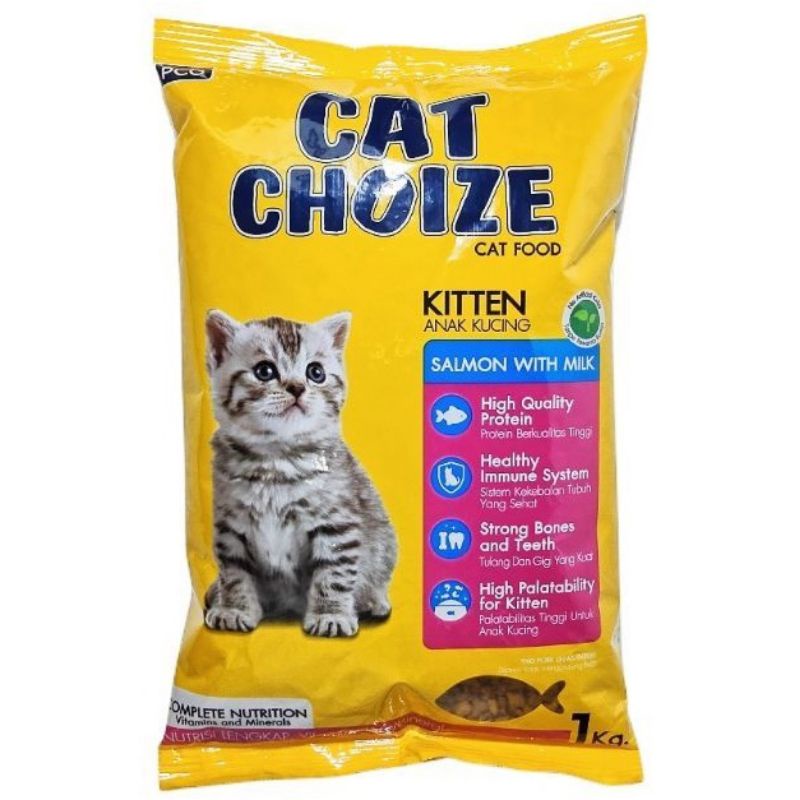 Jual cat choize kitten salmon with milk kemasan kuning pakan kucing ...