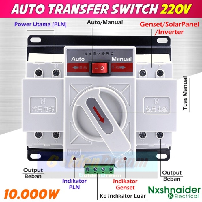 Jual Automatic Transfer Switch ATS 63A 2P Auto Otomatis PLN Genset Inverter | Shopee Indonesia
