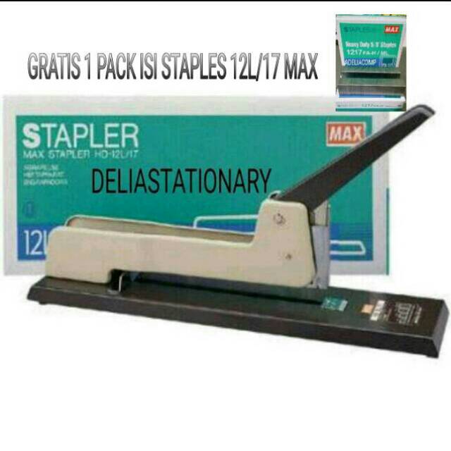 Jual STAPLER BESAR 12L/17 MERK ORIGINAL MAX GRATIS 1 PACK ISI STAPLER ...