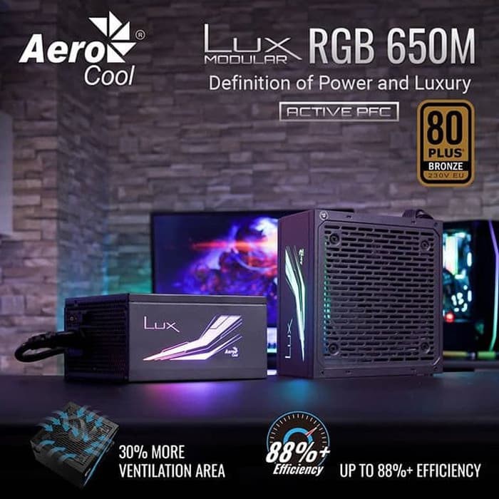 Jual Aerocool LUX RGB 650M - 650W 80+BRONZE RGB SEMI MODULAR POWER ...
