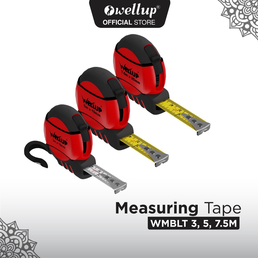 Jual Wellup Meteran Measuring Tape Roll Bulat Tukang 3 5 7.5 M Meter ...