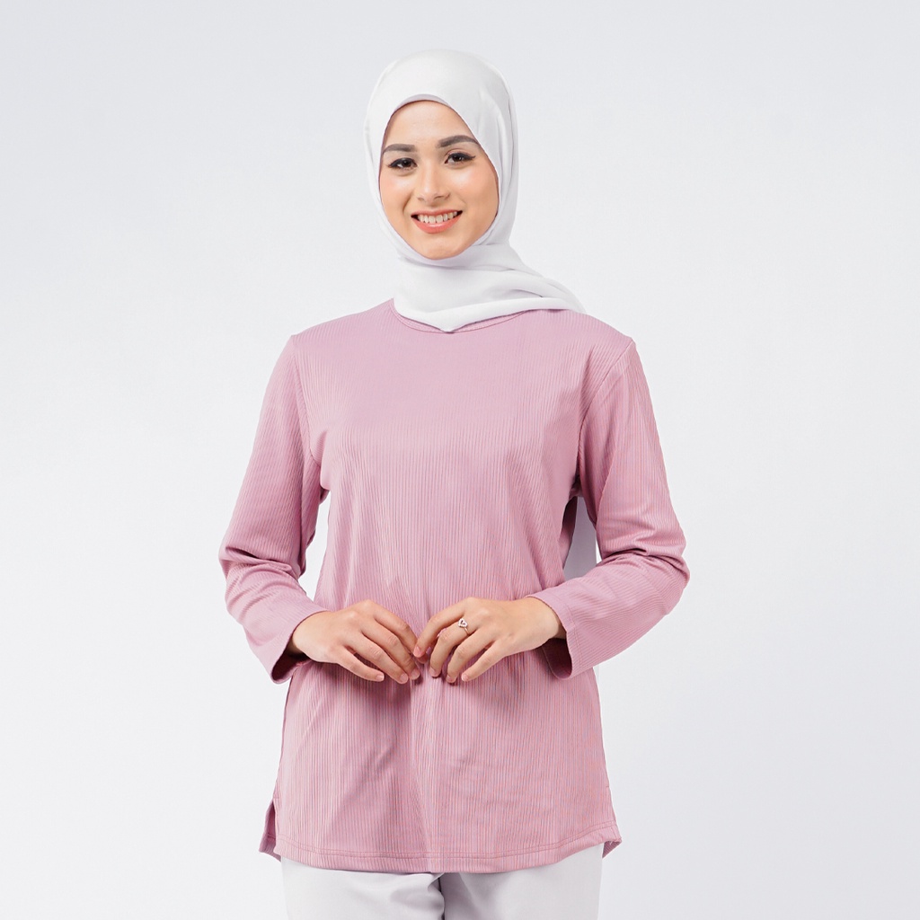 Jual Sekido Blouse Shanoli Bahan Knitting Pink dan Cream | Shopee Indonesia