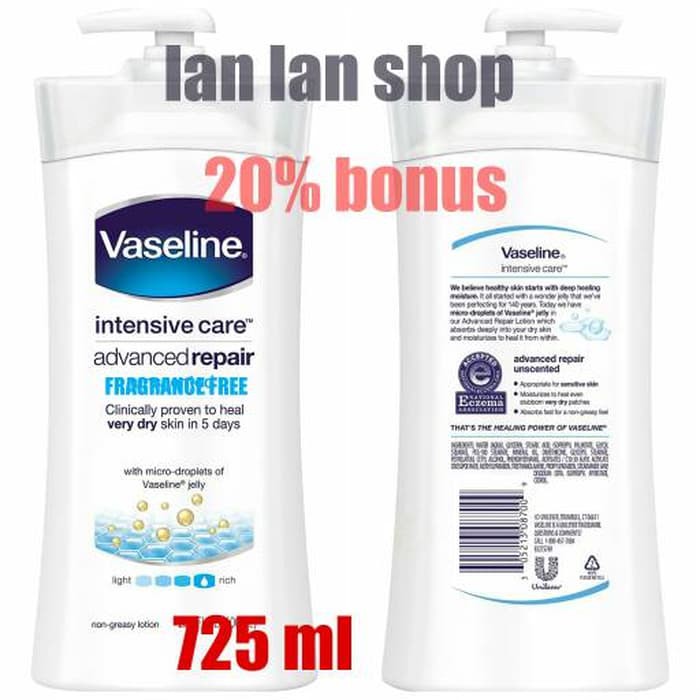 Jual Vaseline Intensive Care Advanced Repair Fragrance Free 725 Ml ...