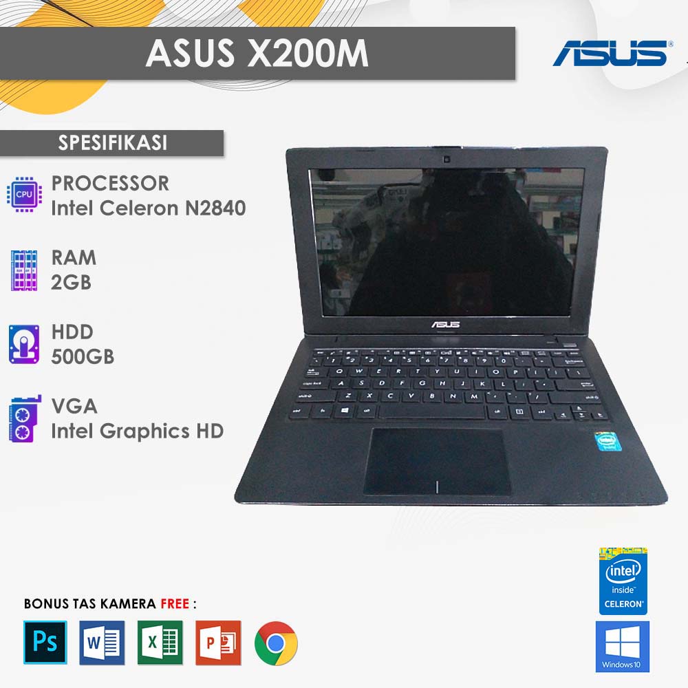 Jual LAPTOP ASUS X200M - INTEL CELERON RAM 2GB HDD 500GB | Shopee Indonesia