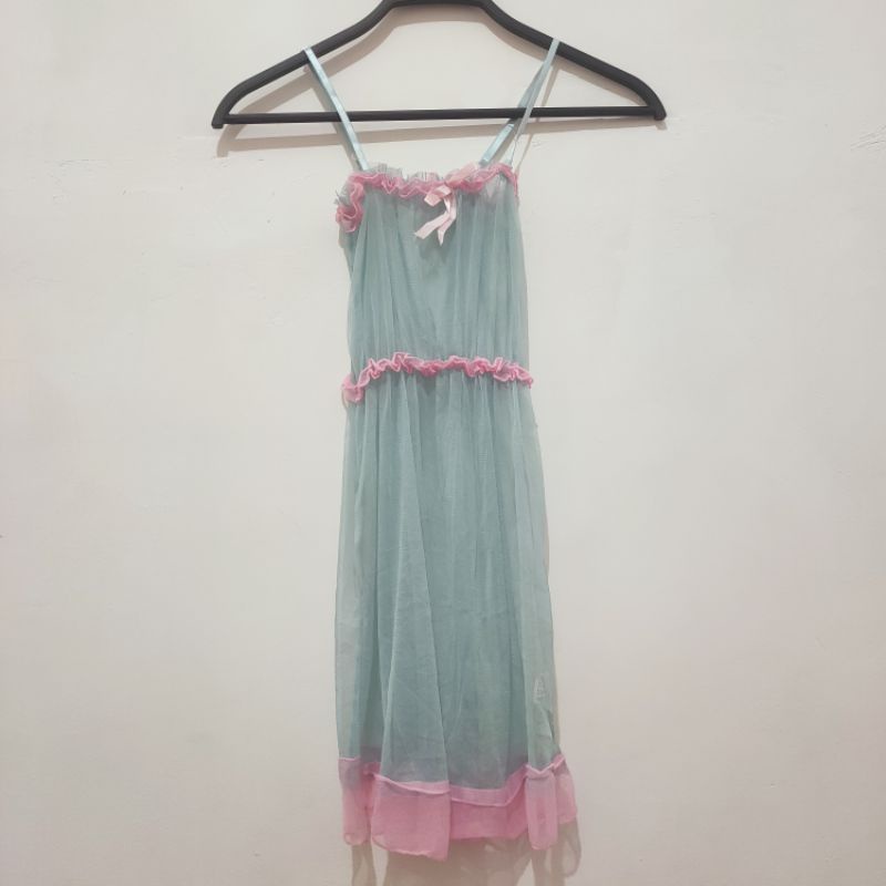 Jual GAUN DRESS LACE TRANSPARAN WARNA PASTEL CANDY RUFFLE | Shopee ...